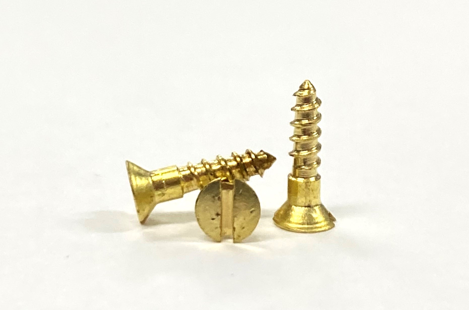2g x 3/8 Countersunk Head Slot Wood Screw Brass - Micro Fasteners